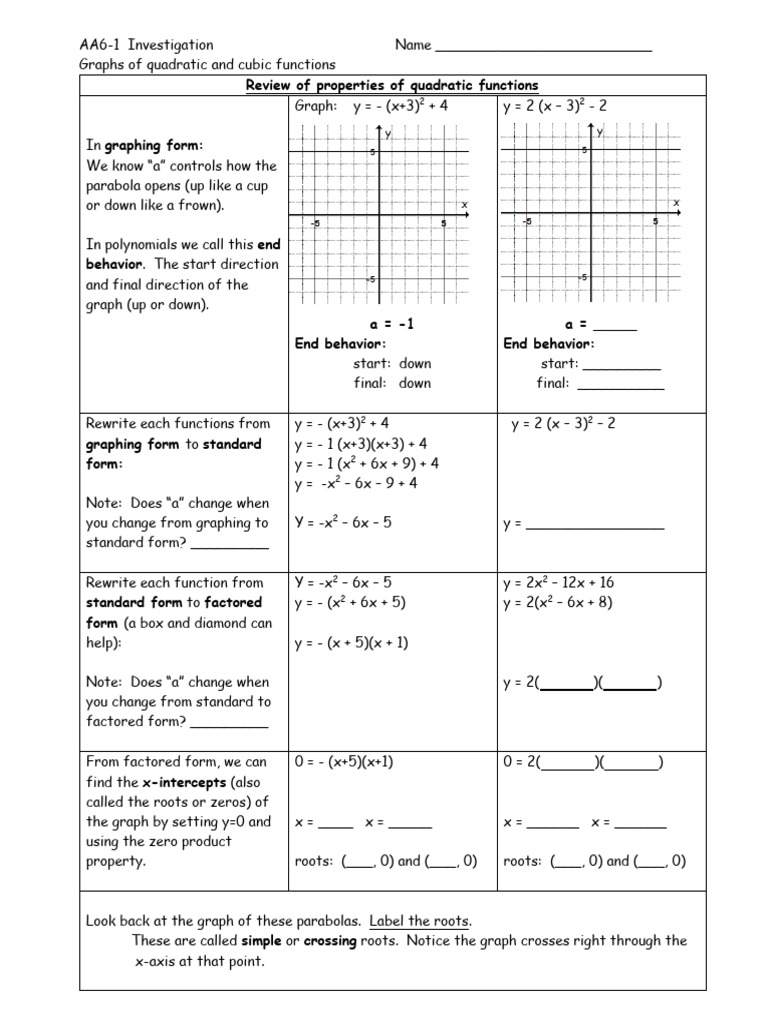 AA6-1 Inv. Quads and Cubic Poly | PDF | Polynomial | Zero Of A Function