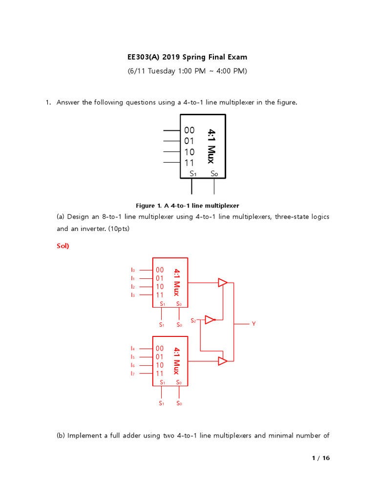 (EE303 (A) ) Final - Solution - Updated-2019 Spring | PDF | Electronic Engineering | Electronics
