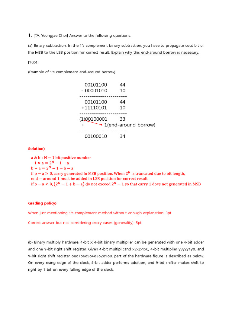 EE303A_2015_final_solution | PDF | Arithmetic | Digital Electronics