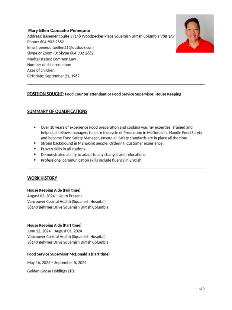 Mary Ellen2 Resume | PDF
