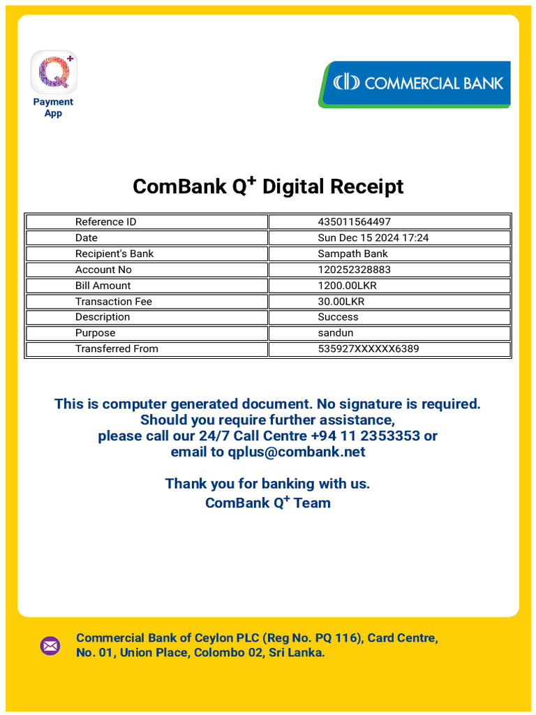Combank Q Digital Receipt | PDF