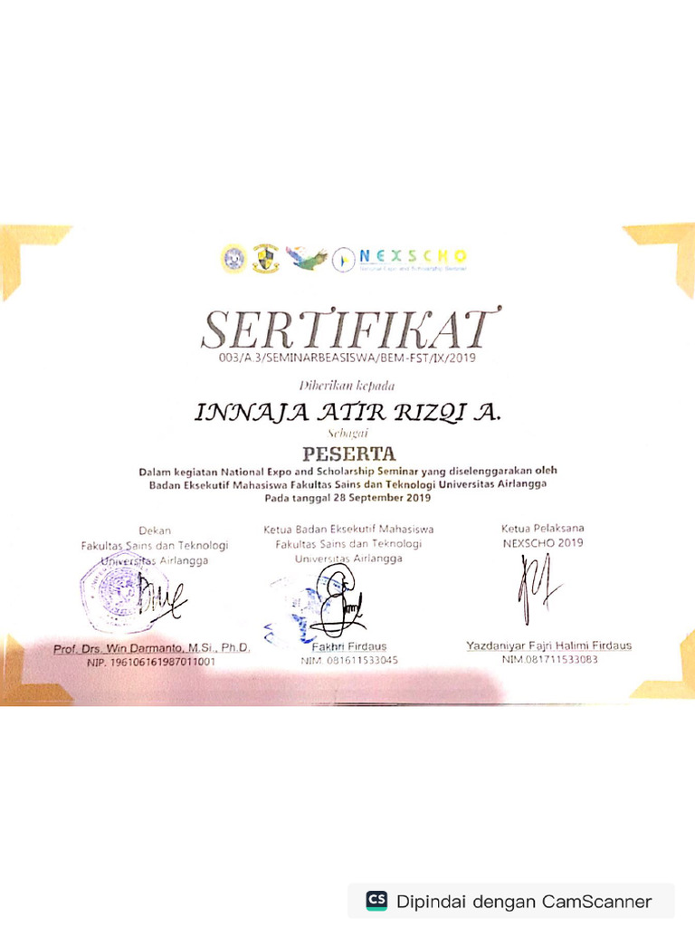 Sertif Seminar1 | PDF