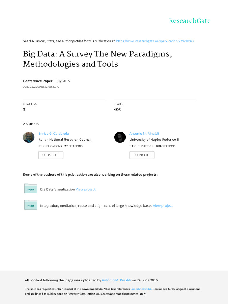 Big Data a Survey - The New Paradigms Me | PDF | No Sql | Databases