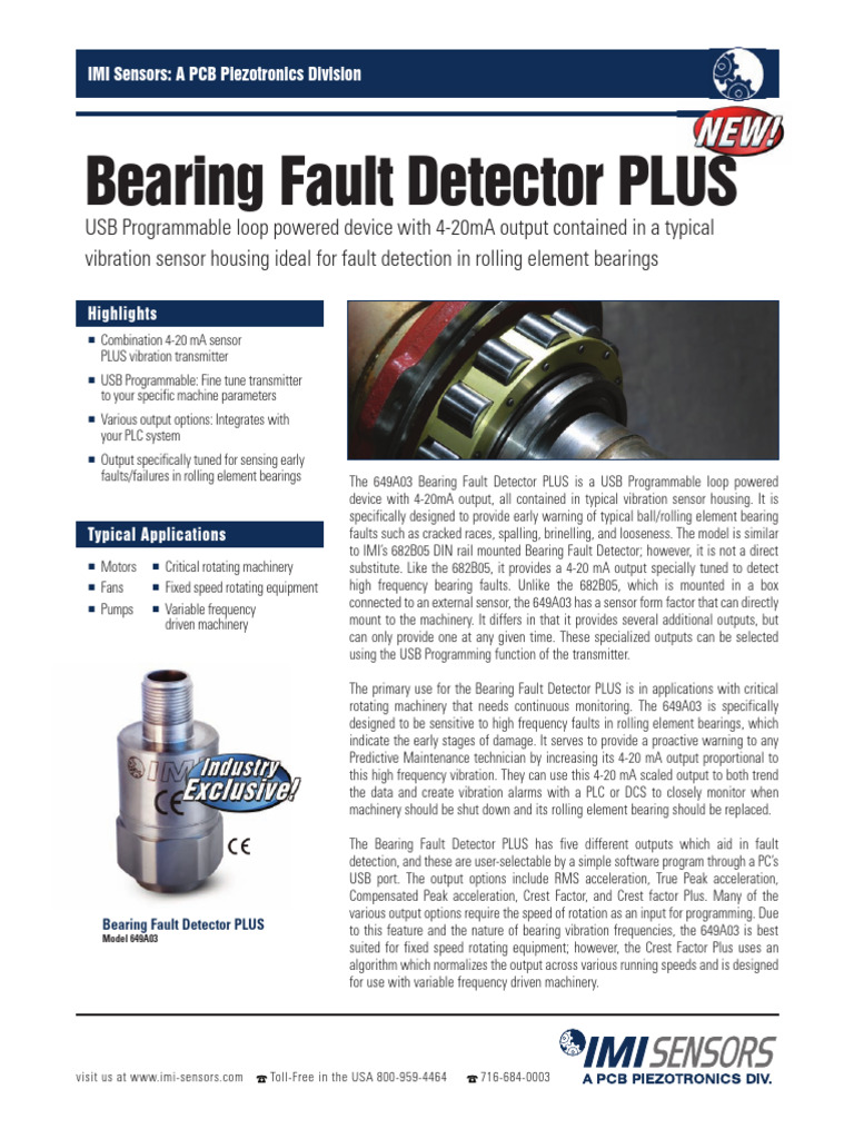 Bearing Fault Detector PLUS Overview | PDF | Sensor | Electrical Connector