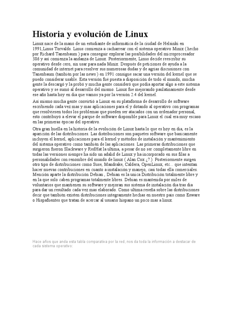 Historia y Evolución de Linux | PDF | Distribución de Linux | Informática