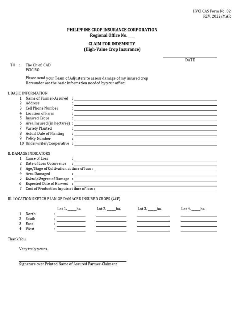 HVCI CAS 02 Claim For Indemnity 2022 | PDF