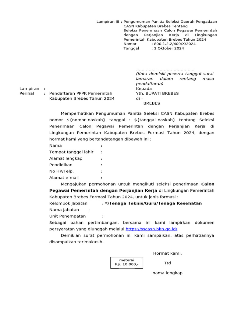 Lampiran 3 - Surat Lamaran | PDF