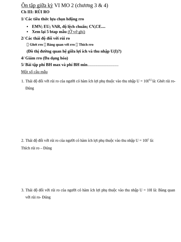 Ôn VI MO 2 Ch3&4 | PDF