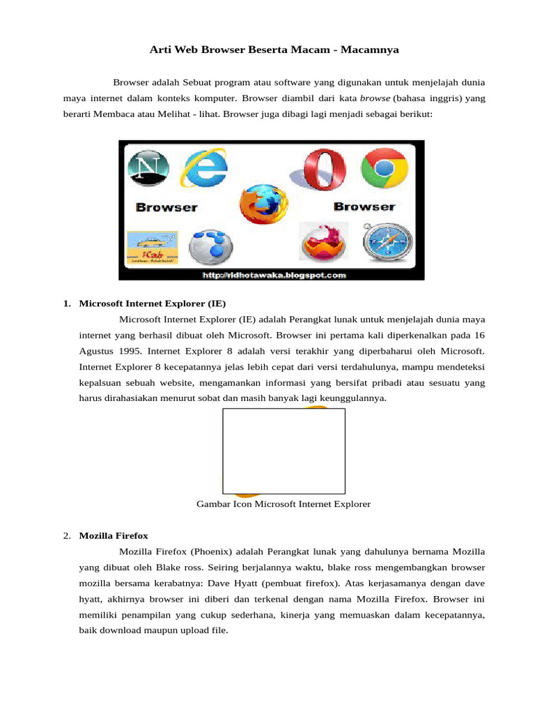 Arti dan Jenis-Jenis Browser Internet | PDF