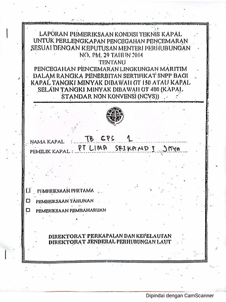 Laporan Pemeriksaan SNPP - TB. GPS 1 | PDF