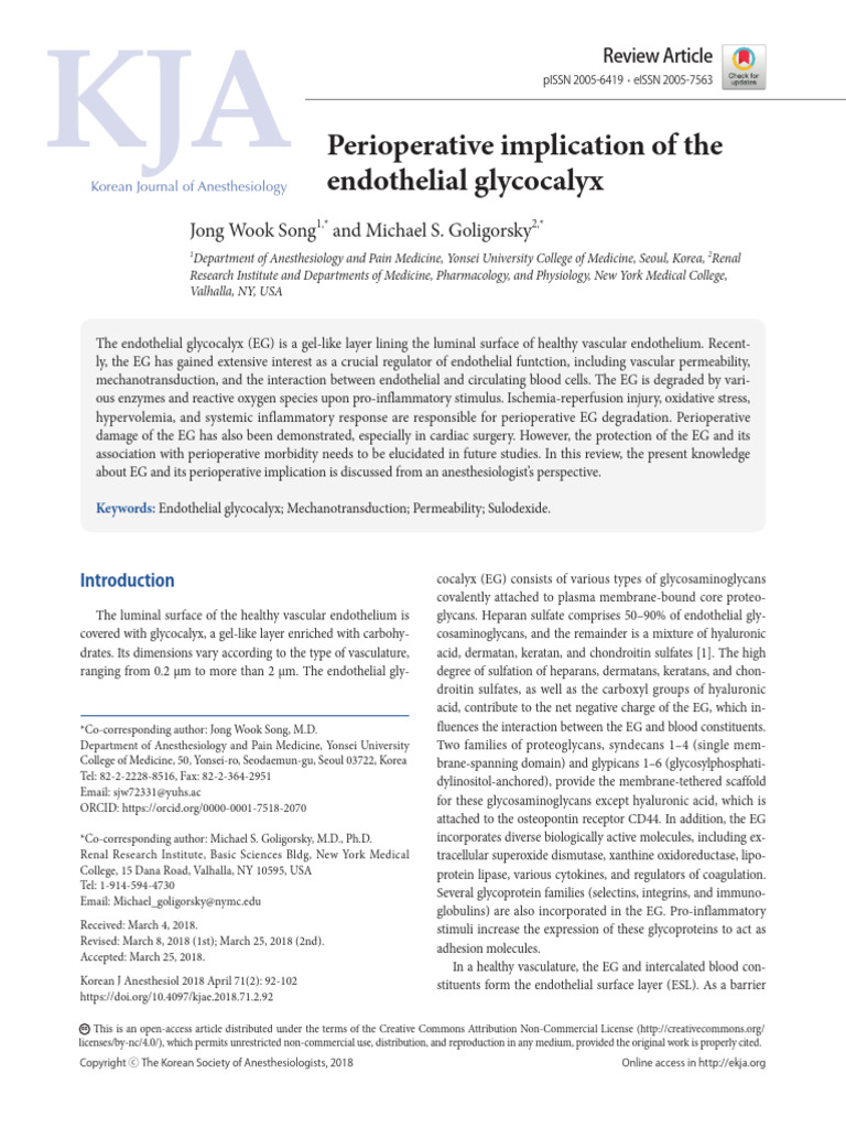 2018 - Glycocalyx Permiablity | PDF | Inflammation | Cell Biology
