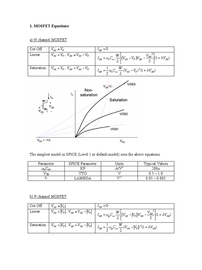 MOSFET Equations and Calculations Guide | PDF | Teaching Methods ...