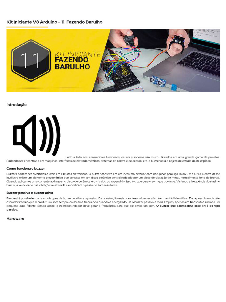 Kit Iniciante V8 Arduino - 11. Fazendo Barulho | PDF