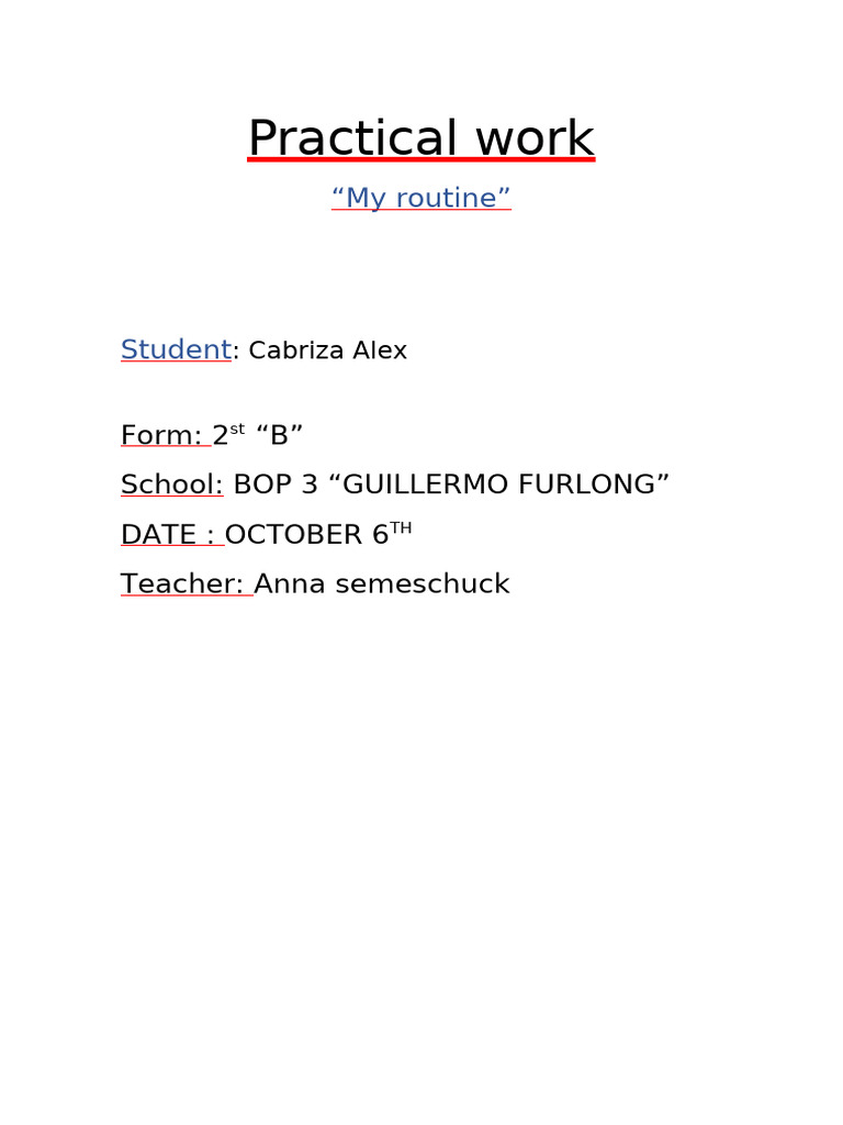 Practical Work | PDF