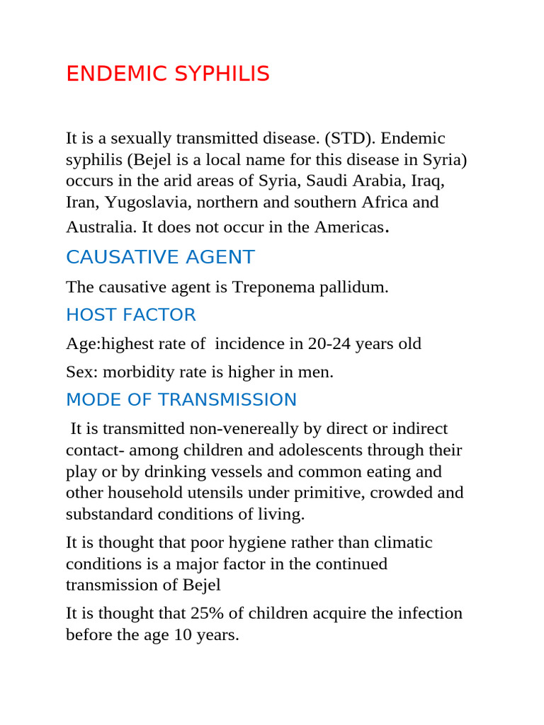 Endemic Syphilis | PDF