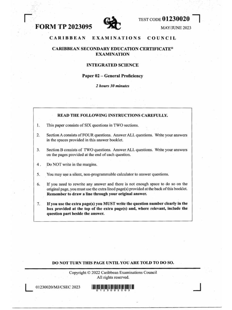 CSEC Integrated Science June Paper 2 2023 | PDF