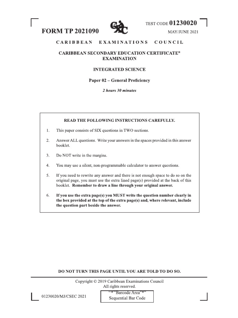 CSEC Integrated Science June Paper 2 2021 | PDF