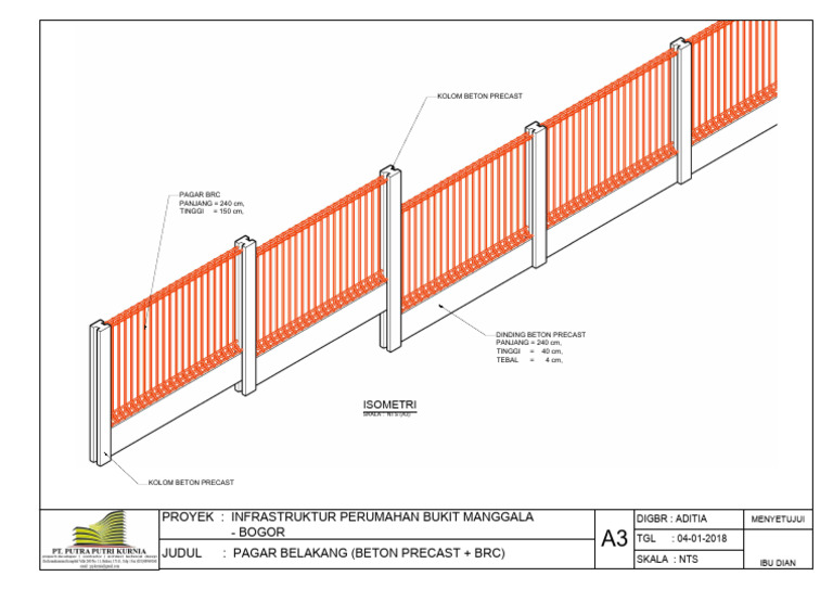 04.pagar Belakang (Beton Precast + BRC) | PDF