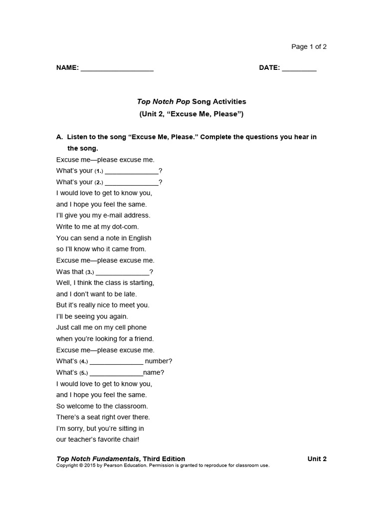 UNIT 02 Excuse Me Please | PDF