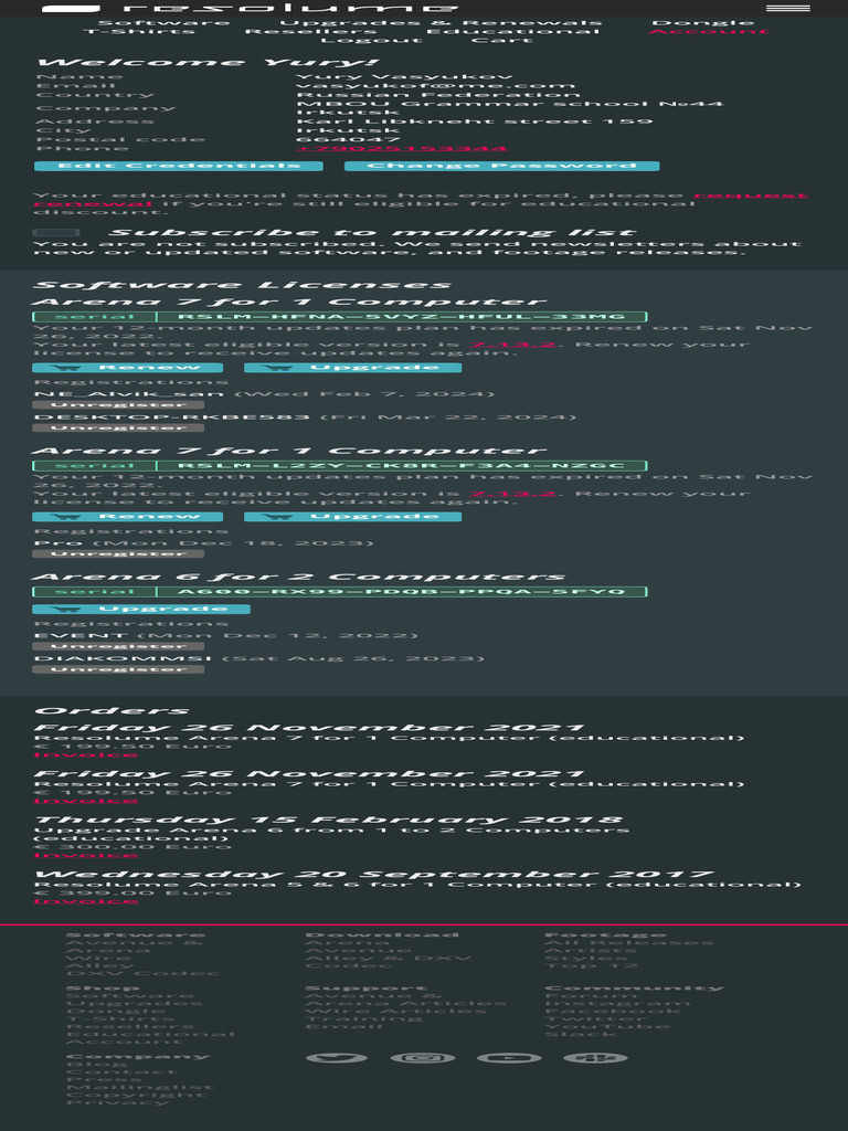 Your Account - Resolume VJ Software & Media Server | PDF | Internet ...