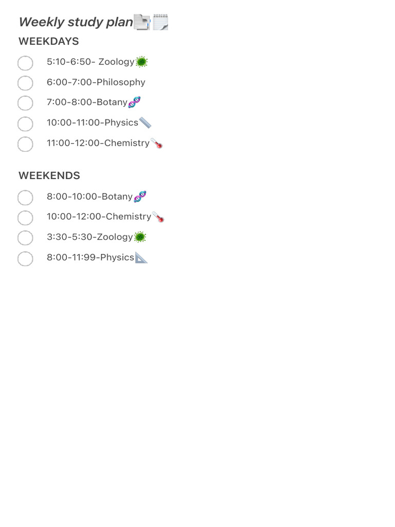Weekly Study Plan?? | PDF