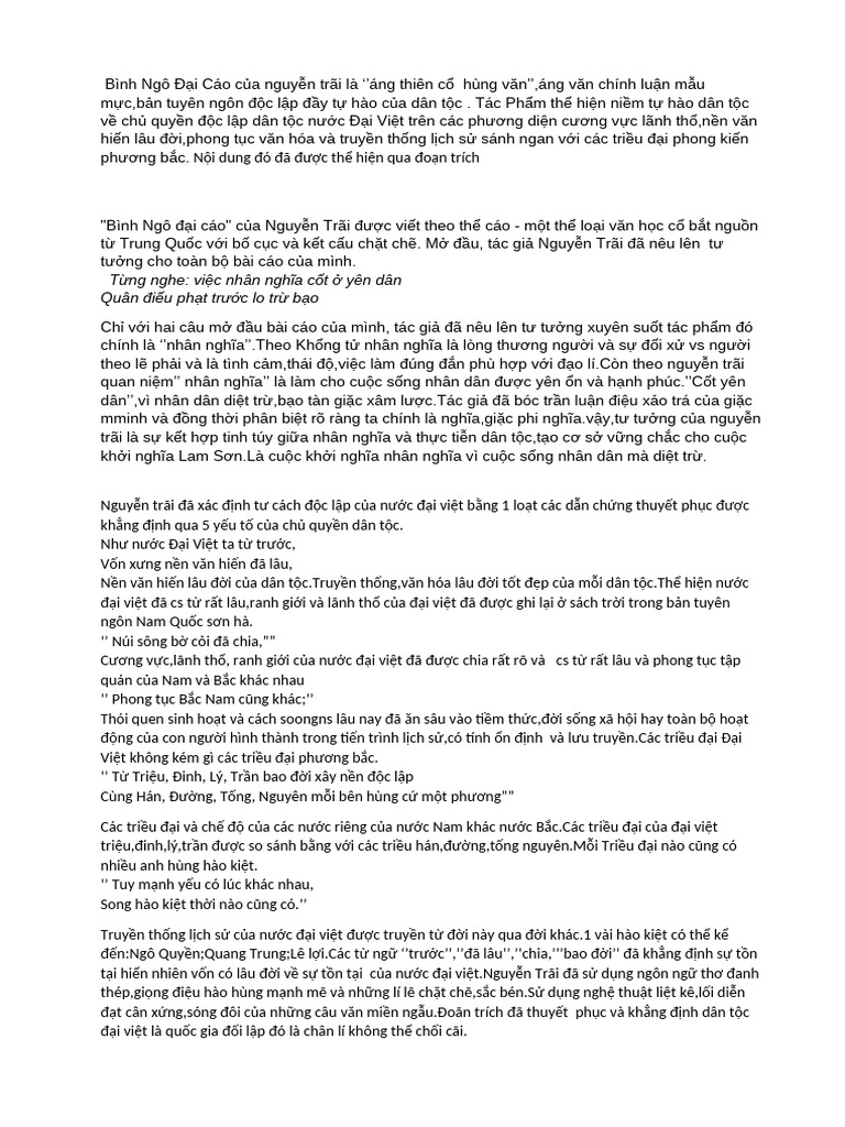 Bình Ngô Đ I Cáo (Xong) | PDF