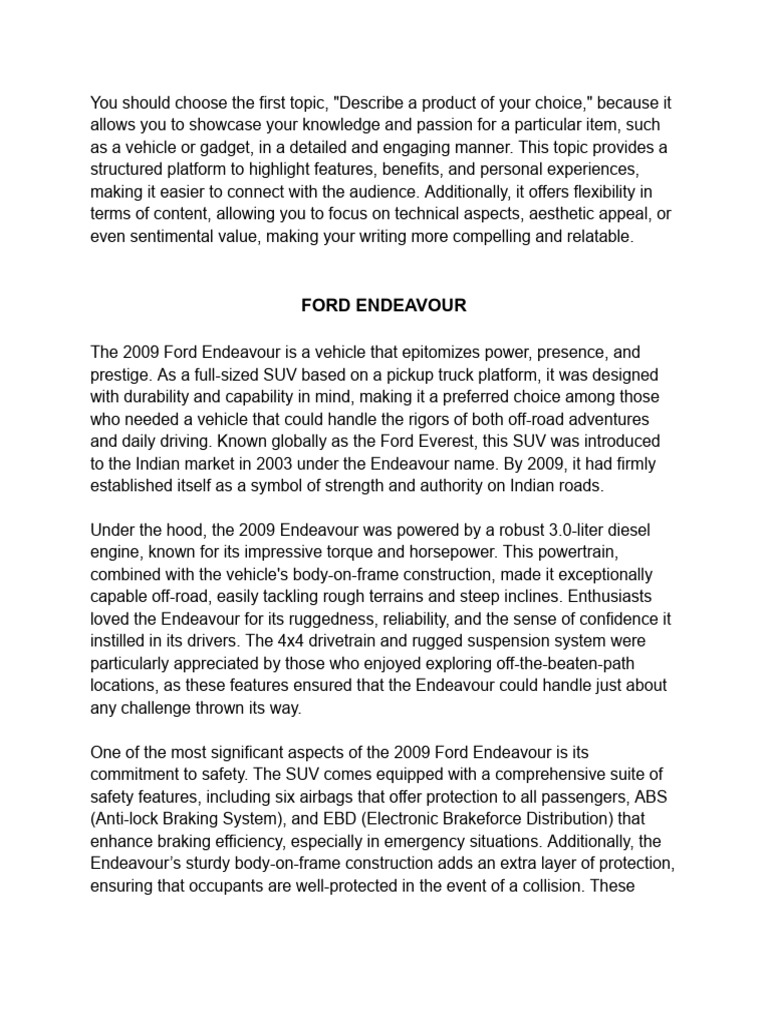 FORD ENDEAVOUR | PDF | Trunk (Car) | Ford Motor Company