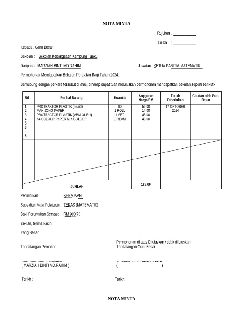 Nota Minta MATEMATIK | PDF