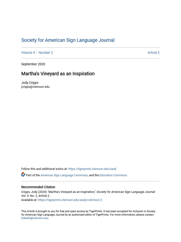 Marthas Vineyard As An Inspiration | PDF | American Sign Language ...