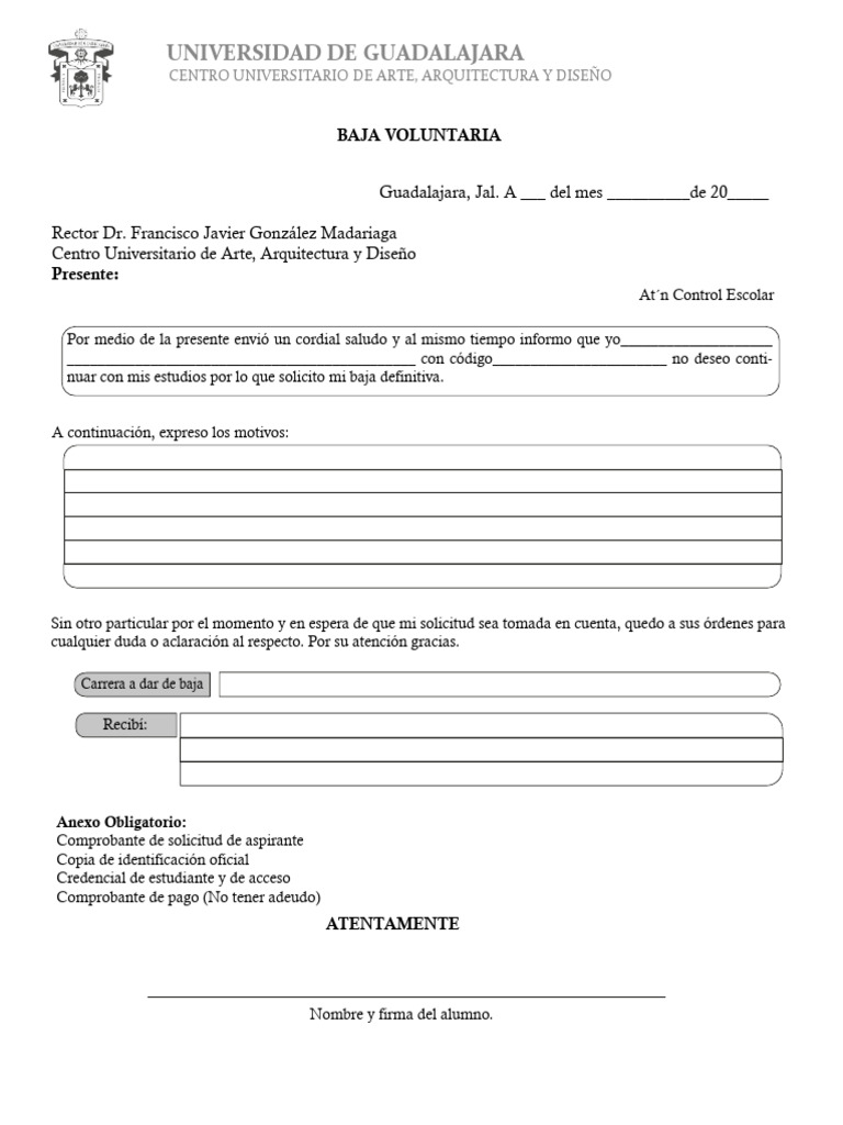 Documento de Baja UDG | PDF