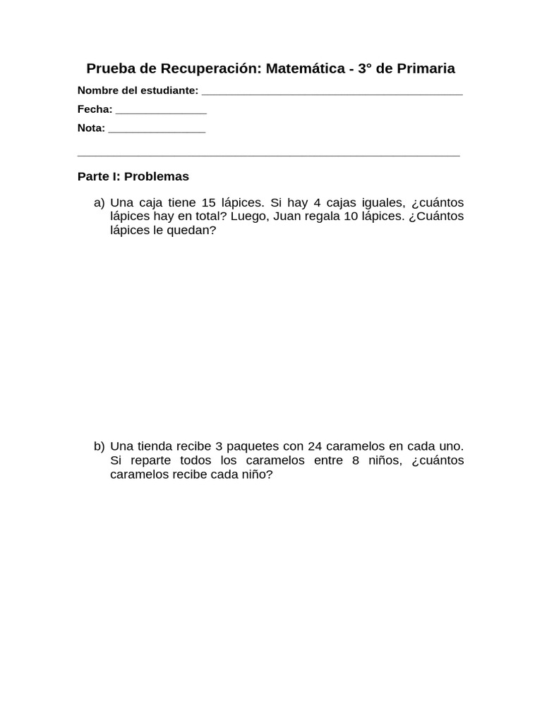 PRUEBA 3RO Recuperación | PDF