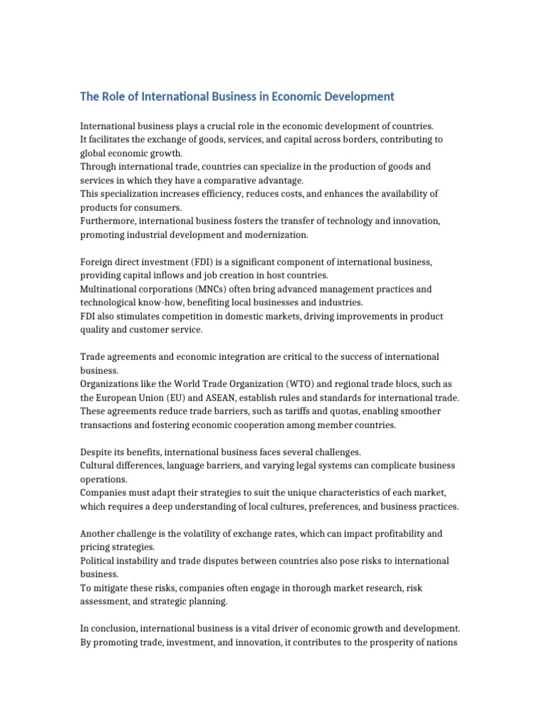 International Business and Economic Growth | PDF | Market (Economics ...