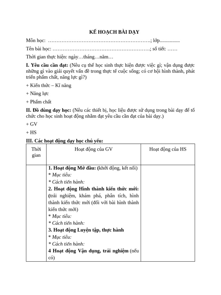 mẫu KHBD theo CV2345 | PDF