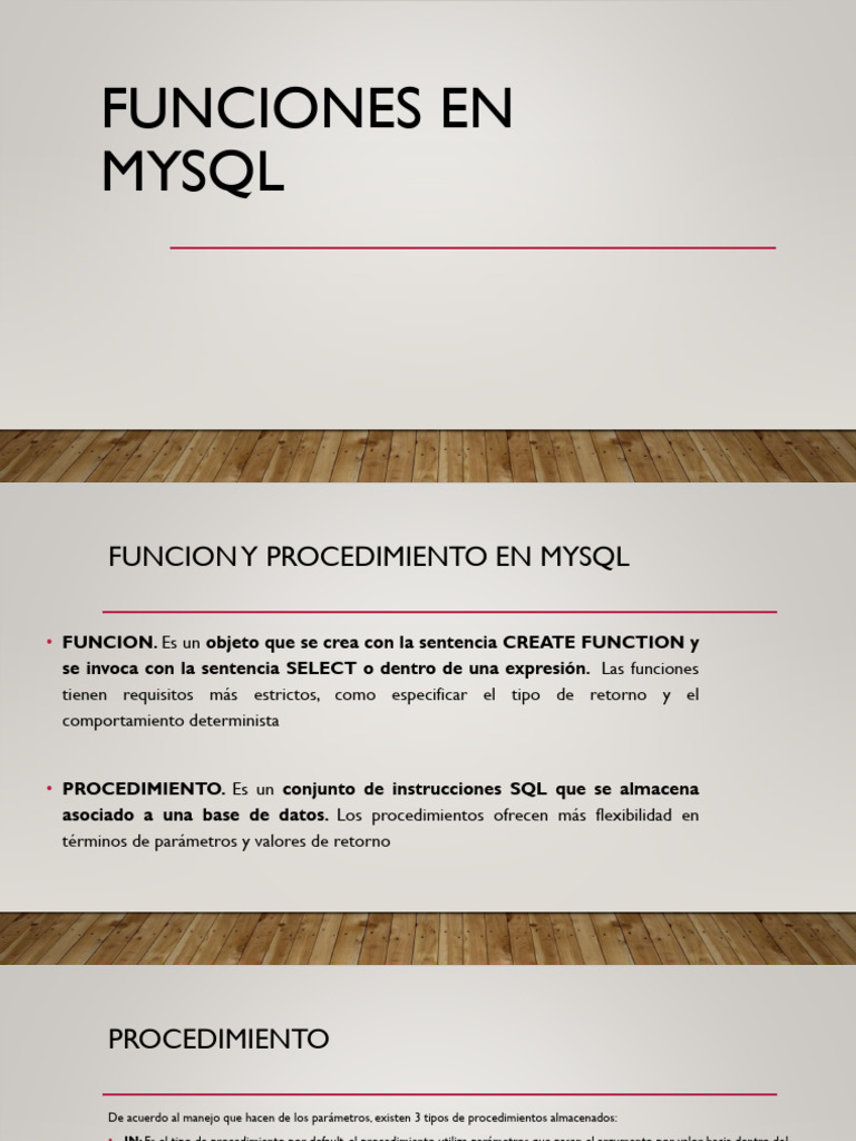 Funciones en Myql | PDF | SQL | Informática