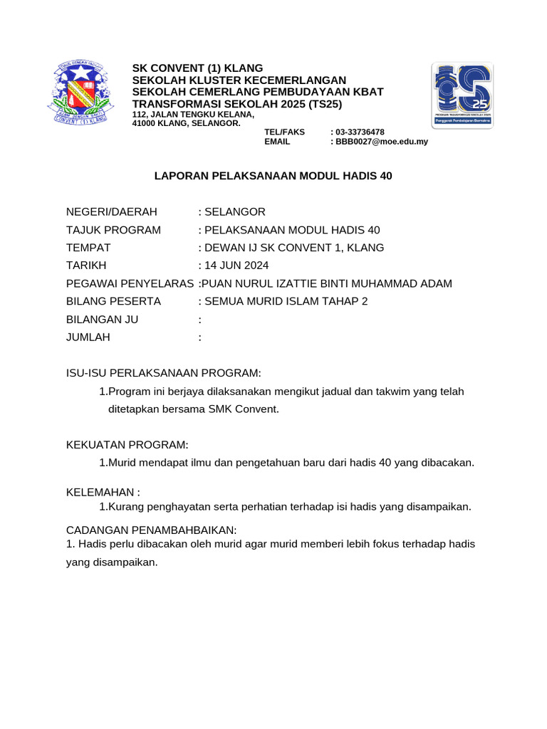 Laporan Hadis 40 Fasa 1 | PDF