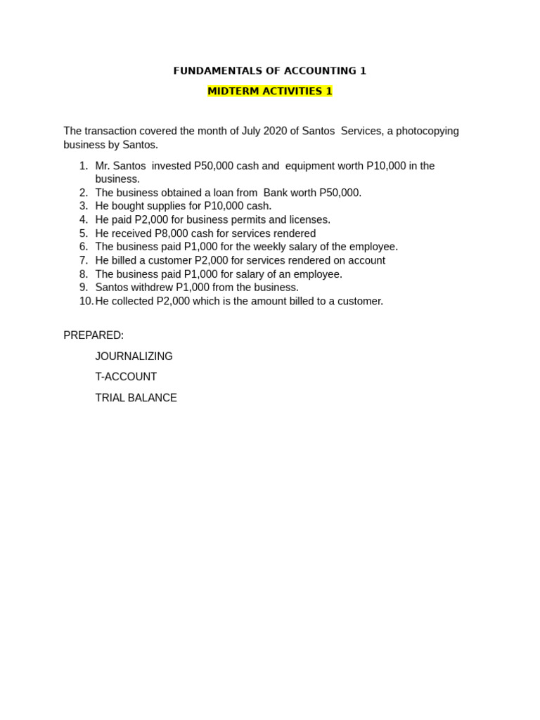 ACCOUNTING 1 Midterm Quiz 1 | PDF