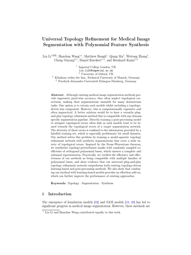 5.Universal Topology Refinement for Medical Image segmentation with polynomial feature synthesis ...