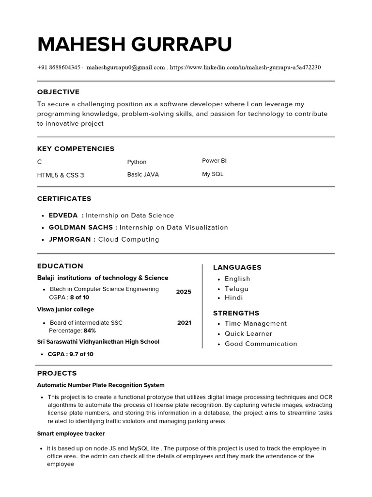 Mahesh Gurapu Resume | PDF