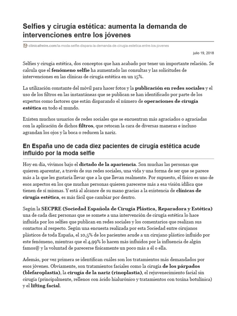 Selfies y Cirugía Estética Aumenta La Demanda de ...