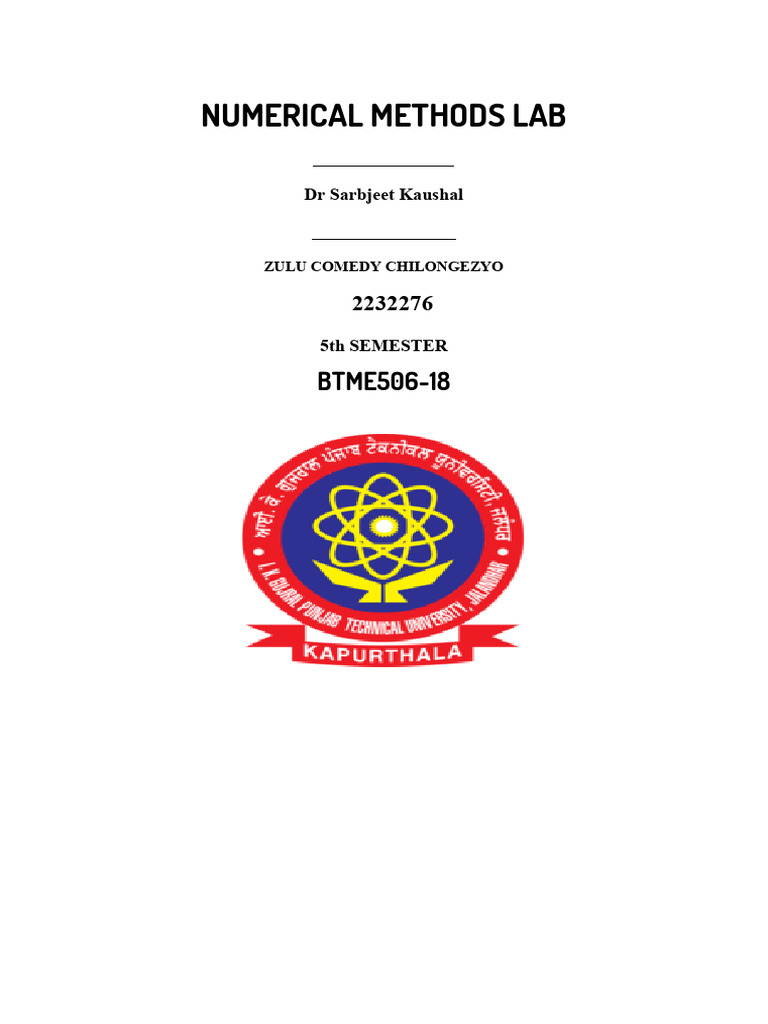 Numerical Methods Lab Report 2232276 | PDF
