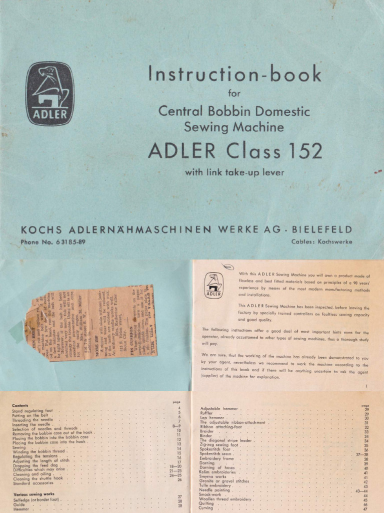Adler 152 - Manual $ | PDF