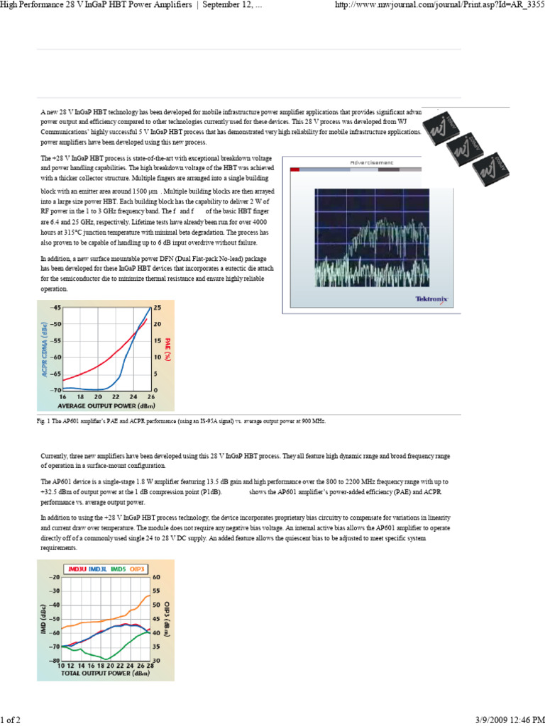High Performance 28 V InGaP HBT Power Amplifier | PDF | Amplifier | Electrical Circuits
