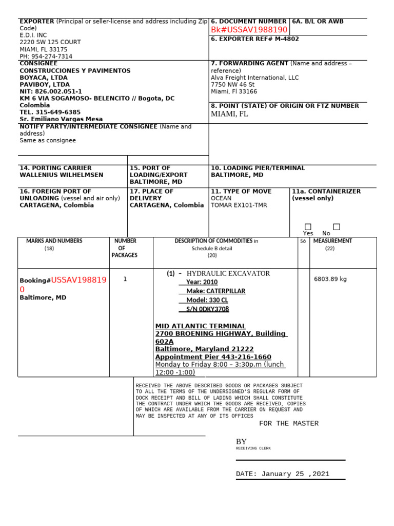 Dock Receipt m4802 | PDF | Water Transport | Shipping