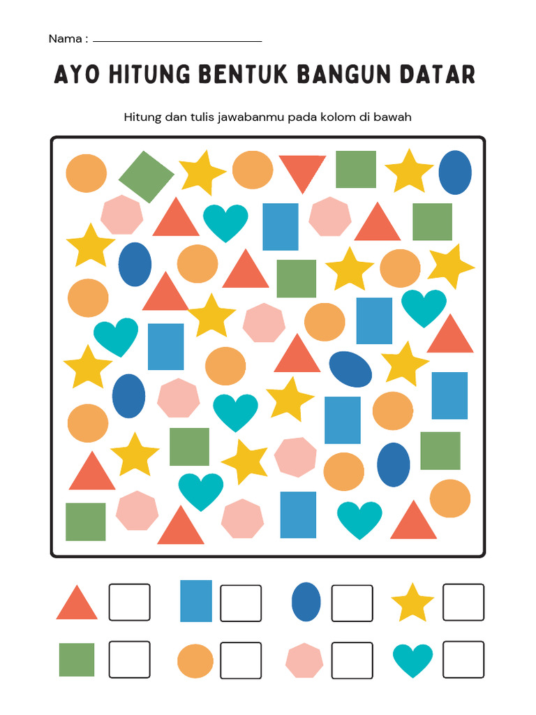 White Colorful Let's Count Shapes Worksheet | PDF