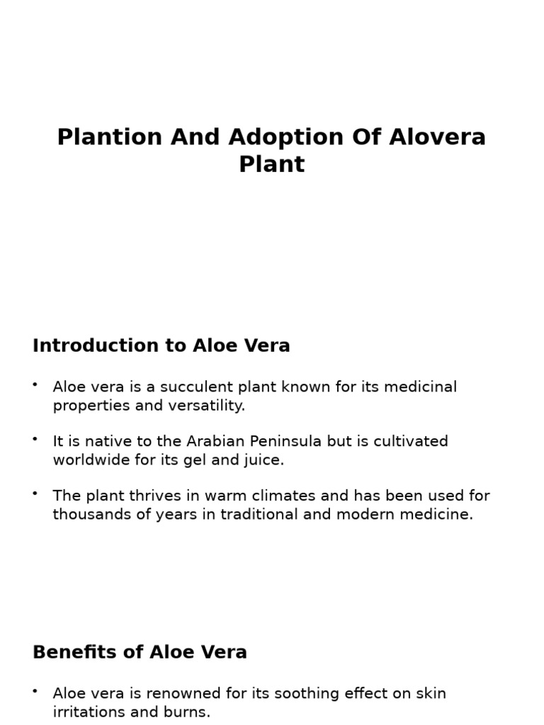Plantion and Adoption of Alovera Plant | PDF