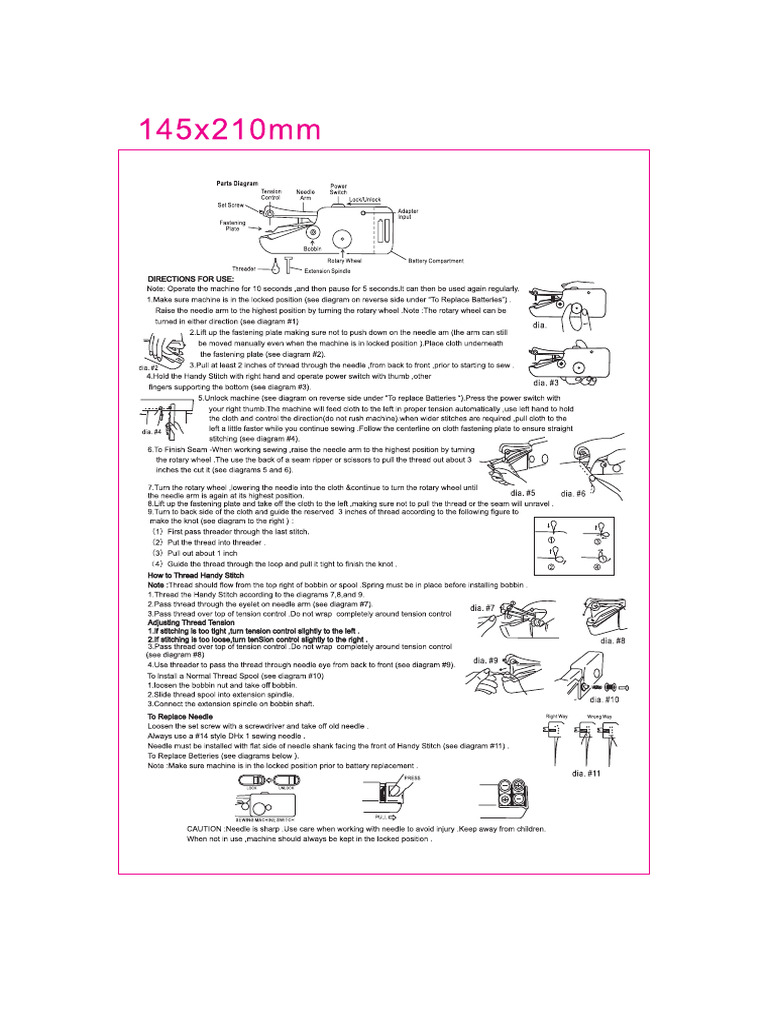 Handheld Sewing Machine Manual From Temu | PDF