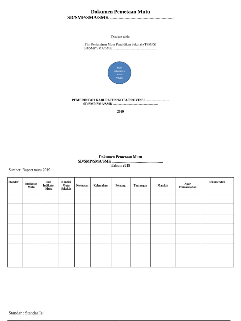 1.b. Dokumen Pemetaan Mutu | PDF