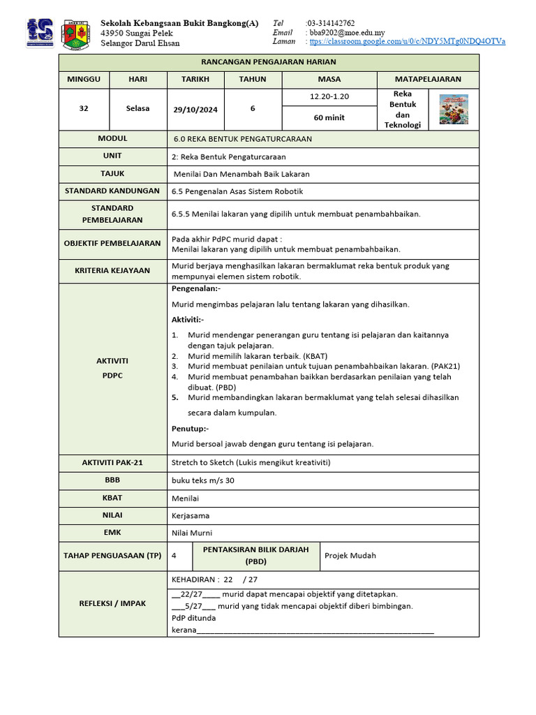 RPH RBT T6 SK Minggu 32 | PDF