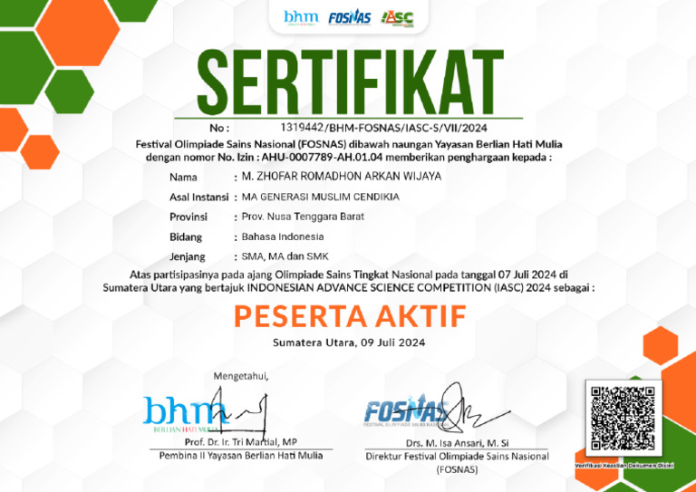 cert_Bahasa Indonesia - IASC 2024 | PDF