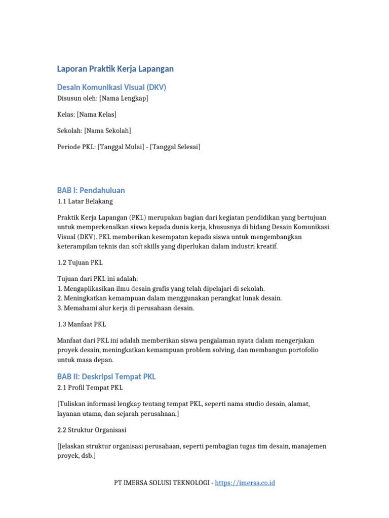 Contoh Laporan PKL SMK Jurusan DKV | PDF